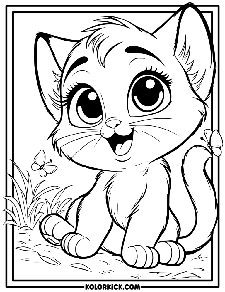 Cute Kitty Cat Coloring Pages - 100% Free Printable PDFs