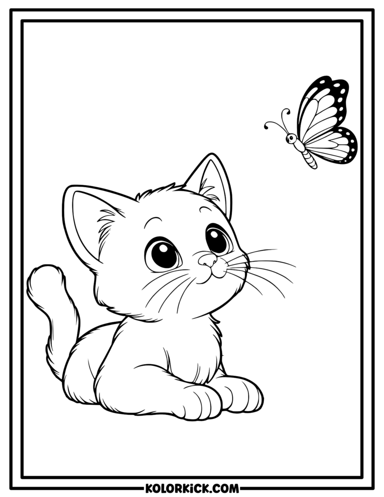 Cute Kitty Cat Coloring Pages - 100% Free Printable PDFs