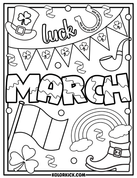 Cute March Coloring Pages - (100% Free Printable PDFs)