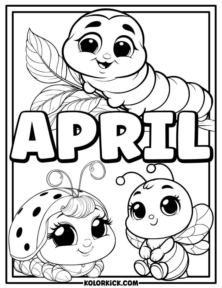 Cute April Coloring Pages - (100% Free Printable PDFs)