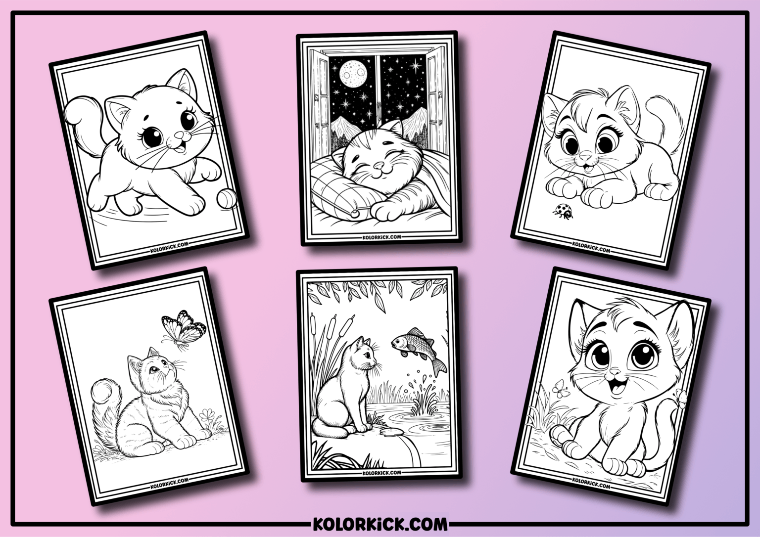 Cute Kitty Cat Coloring Pages - 100% Free Printable PDFs