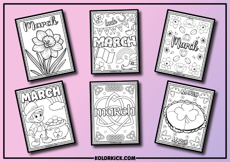 Cute March Coloring Pages - (100% Free Printable PDFs)